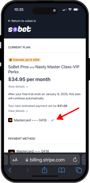 Updating your payment information – SoBet