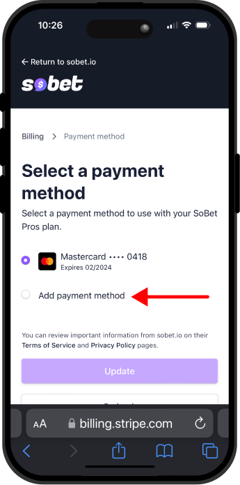 Updating your payment information – SoBet